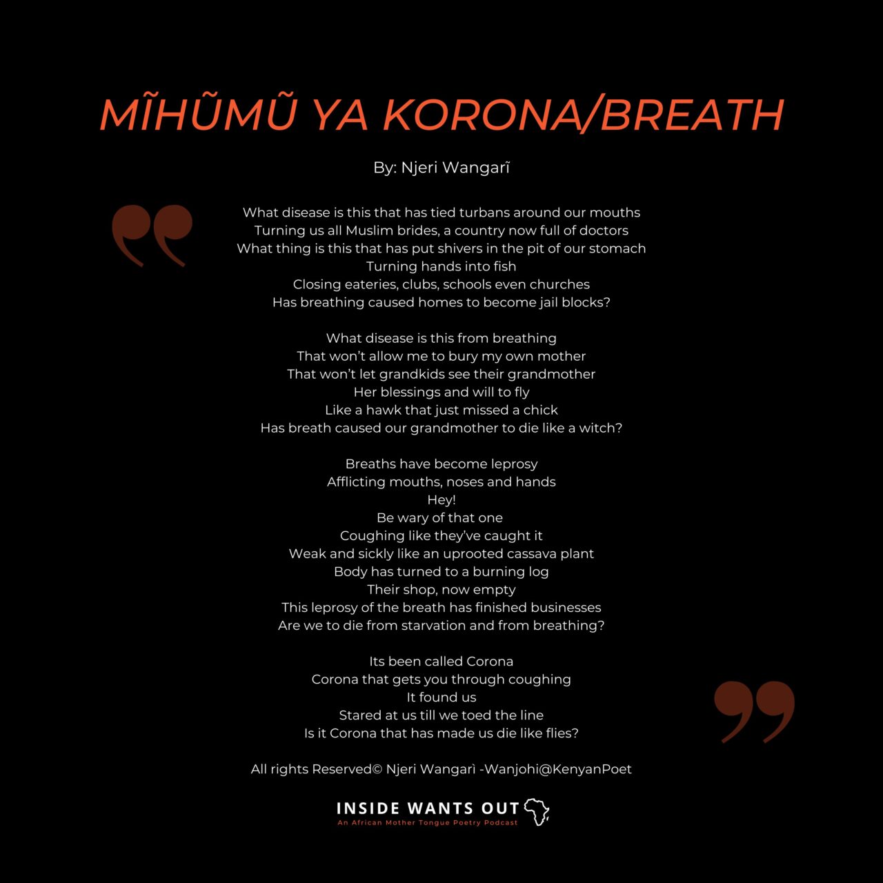 Inside Wants out; Writing a Gikuyu Poem & Featuring in An African ...